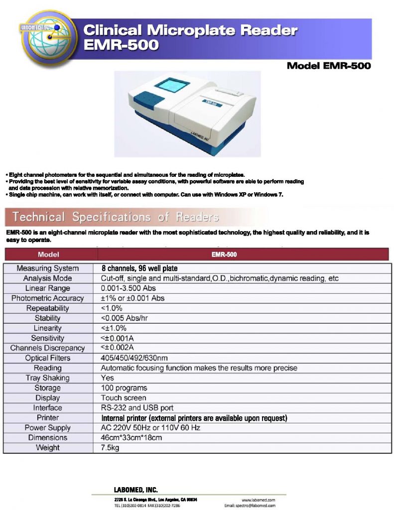 Labomed EMR-500 Semi Auto Hormone/Elisa Reader – Bio Life International